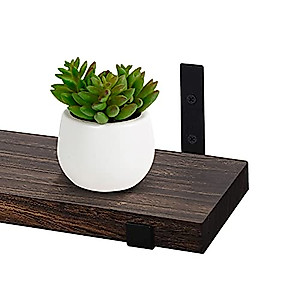 iPeTata Floating Shelves, Wall Mounted Rustic Wood Wall Storage Shelves for Bathroom, Bedroom, Kitchen, Living Room, Office and Coffee Bar Wine Bar, with Towel Bar and 5 Hooks, Set of 3 (Brown)