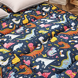 Dinosaur Japanese Floor Futon Mattress for Boys Girls, Thicken Tatami Mat Sleeping Pad Foldable Bed Roll Up Mattress Floor Lounger Bed Couches and Sofas for Kids Queen Size