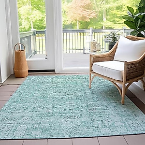 Addison Rugs Chantille ACN611 Teal 9' x 12' Indoor Outdoor Area Rug, Easy Clean, Machine Washable, Non Shedding, Bedroom, Living Room, Dining Room, Kitchen, Patio Rug