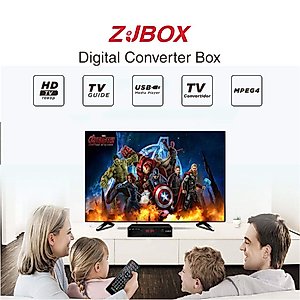 Digital TV Converter Box, ATSC Cabal Box - ZJBOX for Analog HDTV Live1080P with TV Recording&Playback,HDMI Output, Timer Setting TV Tuner Function Set Top Box Digital Channel Free