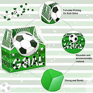 Zonon 25 Pcs Soccer Party Favor Treat Boxes Soccer Candy Goodie Gift Bags Soccer Party Supplies Cardboard Box for Kids Soccer Sports Theme Birthday Decoration, 4.8 x 2.4 x 5.2 Inch