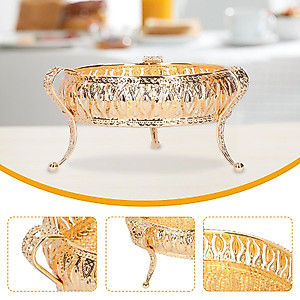 Metal Fruit Tray, Zinc Alloy Table Centerpiece Food Stand Dessert Storage Plate Holder Snack Bread Candy Storage Dish for Party Kitchen Countertop Decorative