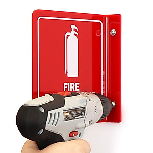 SmartSign "Fire Extinguisher" Projecting Sign, Fire Extinguisher with Down Arrow | 6" Polished Acrylic