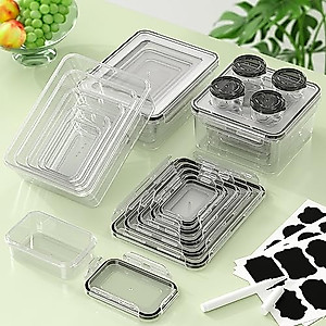36-Piece Food Storage Containers with Lids Airtight(18 Containers & 18 Lids), Plastic Food Containers for Pantry & Kitchen Storage and Organization, BPA-Free, Leak Proof, Reusable with Labels & Pen