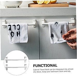 Yardenfun 2pcs Over Door Rack Over The Cabinet Rack Towel Holder Towel Hanger Over Cabinet Rack No Drill Towel Bar Cabinet Rack for Hanging Buckle Towel Bar Towel Rack Organizer White Abs