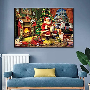 GESOON Christmas Large Diamond Painting Kits for Adults Beginner,5D DIY Diamond Art Paint with Santa and Gift List Round Full Drill for Home Wall Decor Gift 28x16 inch Red
