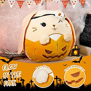 SpecialYou 11.8" Halloween Skull Bunny Plush Pillow, Jack-O-Lantern Lop Eared Bunny Stuffed Animal Plush Toy, Pumpkin Ghost Skull Rabbit Plushie Gift for Kids Adults
