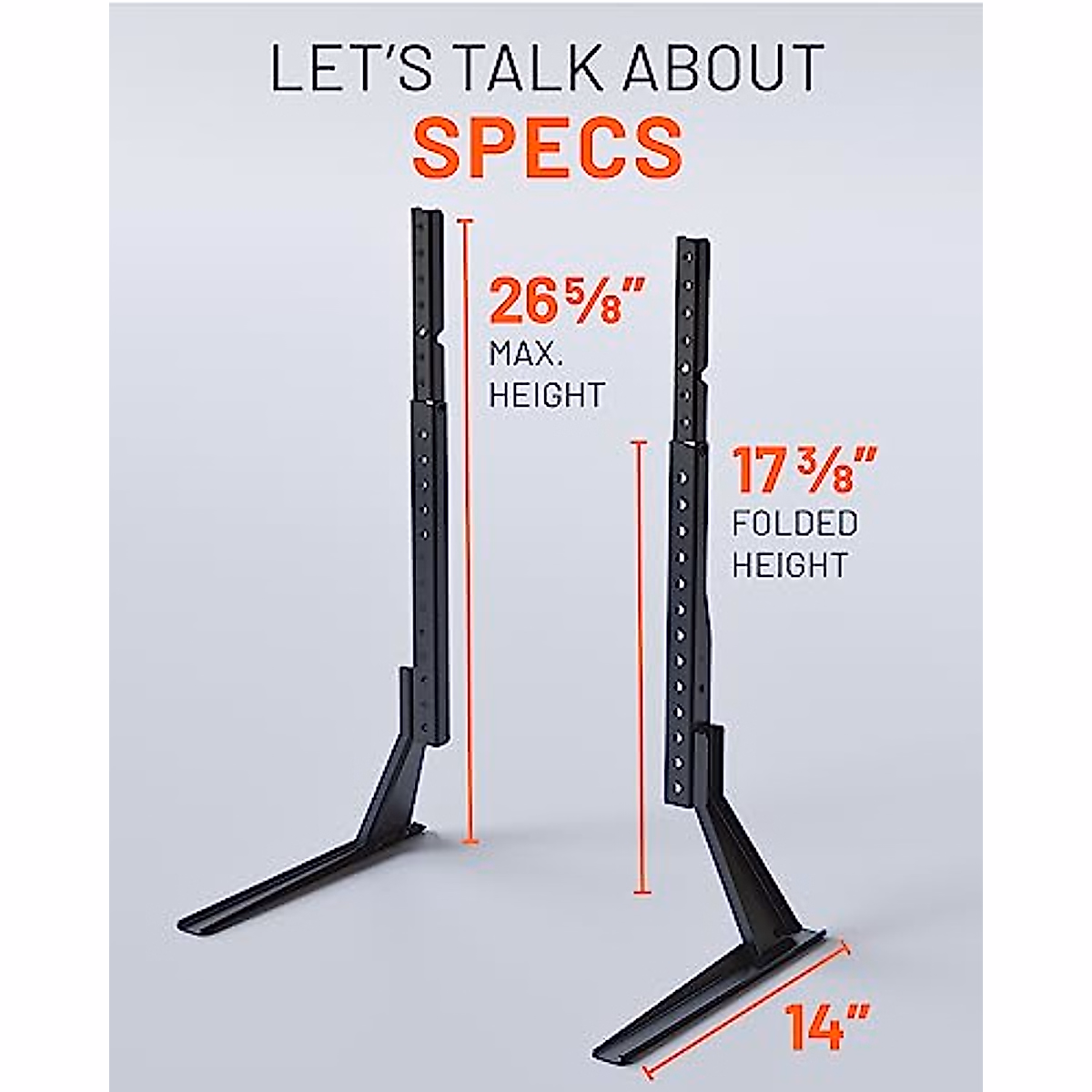 ECHOGEAR Replacement TV Stand for Screens Up to 65" - Foldable TV Bracket Includes Hardware, Anti-Slip & Anti-Scratch Pads - Easy 3-Step Install TV Feet w/Wide VESA Compatibility