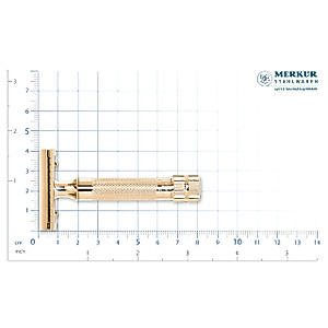 Merkur Classic 2-Piece Double Edge Safety Razor Gold Plated, 1 Count