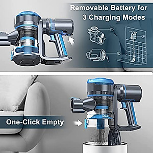 Lubluelu Cordless Vacuum Cleaner,6 in 1 Lightweight Stick Vacuum Cleane with 40 min Long Runtime Detachable Battery,Powerful Stick Vacuum for Hard Floor Low-Pile Carpet Car Pet Hair