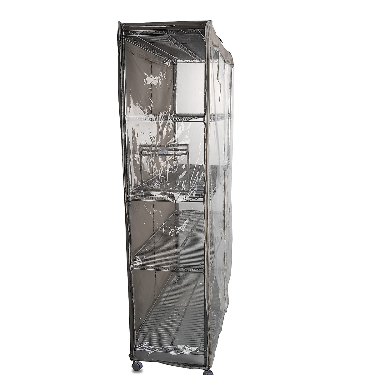 YLOVAN Storage Shelf Cover Wire Rack Shelving Dust Protective, Fits Racks 48" Lx19''Dx72''H Three Side See Through Panel (Cover only)