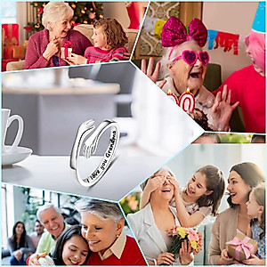 Gifts for Grandma Rings, I Love You Grandmother Hug Rings Grandma Jewelry Grandma Birthday Christmas New Best Great Grandma Mothers Day Valentines Gifts for Grandma from Granddaughter Grandson