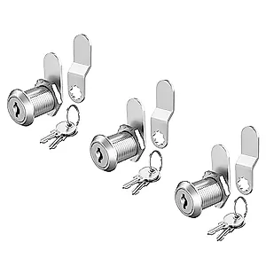BOZXYE 3 Pack Mailbox Lock Cam Locks Keyed Alike, 7/8" Cabinet Lock with Key, Secure File Cabinet Drawer, Mailbox Lock Replacement for Storage Door Tool Box, Zinc Alloy