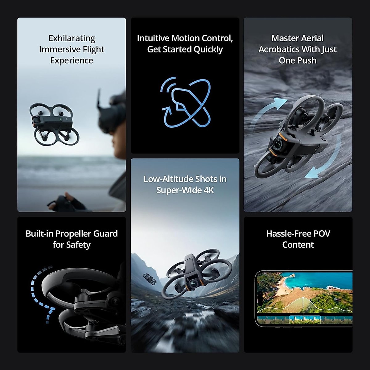 DJI Avata 2 Fly More Combo (3 Batteries), FPV Drone with Camera 4K, Immersive Experience, One-Push Acrobatics, Built-in Propeller Guard, 155° FOV, Camera Drone Compliant with FAA Remote ID With 128gb Micro SD, Backpack, Landing Pad and More Bundle
