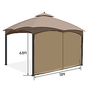 Warmally Gazebo Replacement Privacy Curtain, 10'x12' Side Wall Universal Replacement Curtain, Pavilion Screen Wall for Patio, Garden, Deck, Lawn (One Side Only, Khaki)