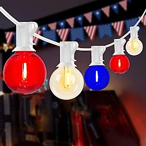 25Ft G40 Outdoor Clear Globe String Lights, Connectable Waterproof Edison String Lights for Outside Backyard Wedding Patio Bistro Party Decoration, 5W, E12 Base, Black Wire