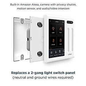 Brilliant Smart Home Control (2-Switch Panel) — Alexa Built-In & Compatible with Ring, Sonos, Hue, Google Nest, Wemo, SmartThings, Apple HomeKit — In-Wall Touchscreen Control for Lights, Music, & More