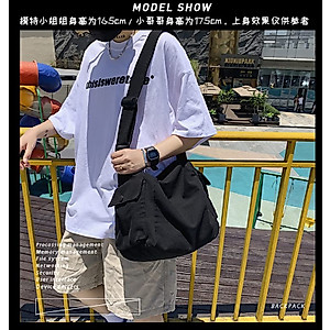 Retro Y2K Canvas Shoulder Bag, Large Capacity Hobo Crossbody Shoulder Bag, Aesthetic Handbag Fairy Grunge Tote Bag (Black)