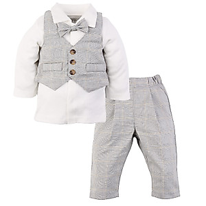 mini ROPA Baby Boys' Suits Gentleman Boys Wedding Outfit Set Vest and Bow Tie Baby Boy Set Special Day Baby Birthday Set (6-9 Months)…