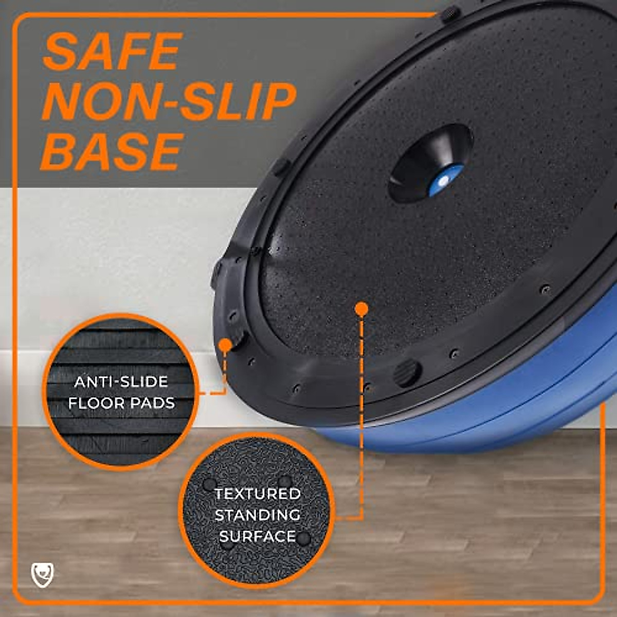 URBNFit Half Balance Ball - Yoga Ball Balance Trainer for Core Stability & Full Body Workout at Home or Gym - Resistance Bands, Pump and Exercise Guide Included - Black