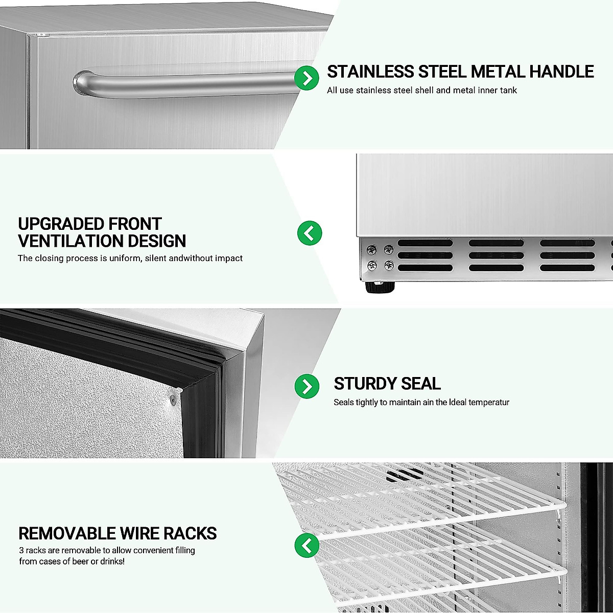 NUTRIFROST 24' Indoor Outdoor Beverage Refrigerator with 3 Removable Shelves, Built-in or Freestanding for Home Commercial 1 Door Design
