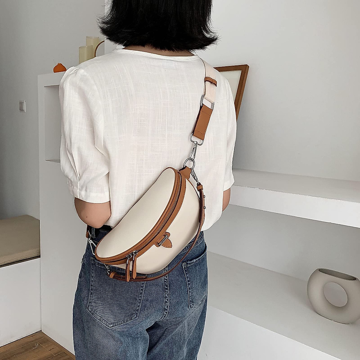 Fashion Crossbody Bag Purses and Handbags for Women PU Leather Shoulder Messenger Bags (Coffee)