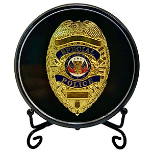 Kudos Badge Display Case with Stand - Shadow Box for Policeman, Fire Badge - Badge Holder Gift for Police, Cop, Security Officer or Firefighter
