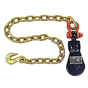 Mytee Products 2 Ton Snatch Block with Chain Flatbed Tow Truck Rollback Wrecker Car Carrier Cable