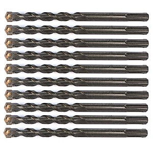 DrillForce 10pcs 7/16 inch x 6 inch SDS Plus Hammer Drill Bits, Rotary Hammer Drill Bits, Ideal for Drill Holes into Masonry, Concrete, Brick & Cinder Block.