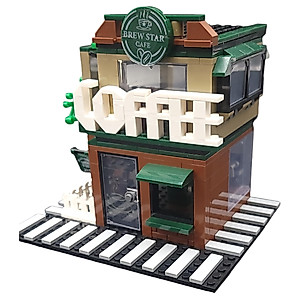 General Jim's Modular City Building Blocks Coffee Shop Set – 283 Pieces | 2-Story Café Playset | Compatible with Major Brick Brands | Coffeemaker, Restaurant Seating, Menu Board & Walk-Up Window