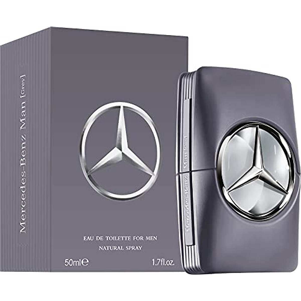 Mercedes-Benz Man Grey - Elegant Fragrance With Sensual Amber Woody Notes - Mesmerize The Senses With Original Luxury Men’s Eau De Toilette Spray - Endless Day Through Night Scent Payoff - 3.4 OZ