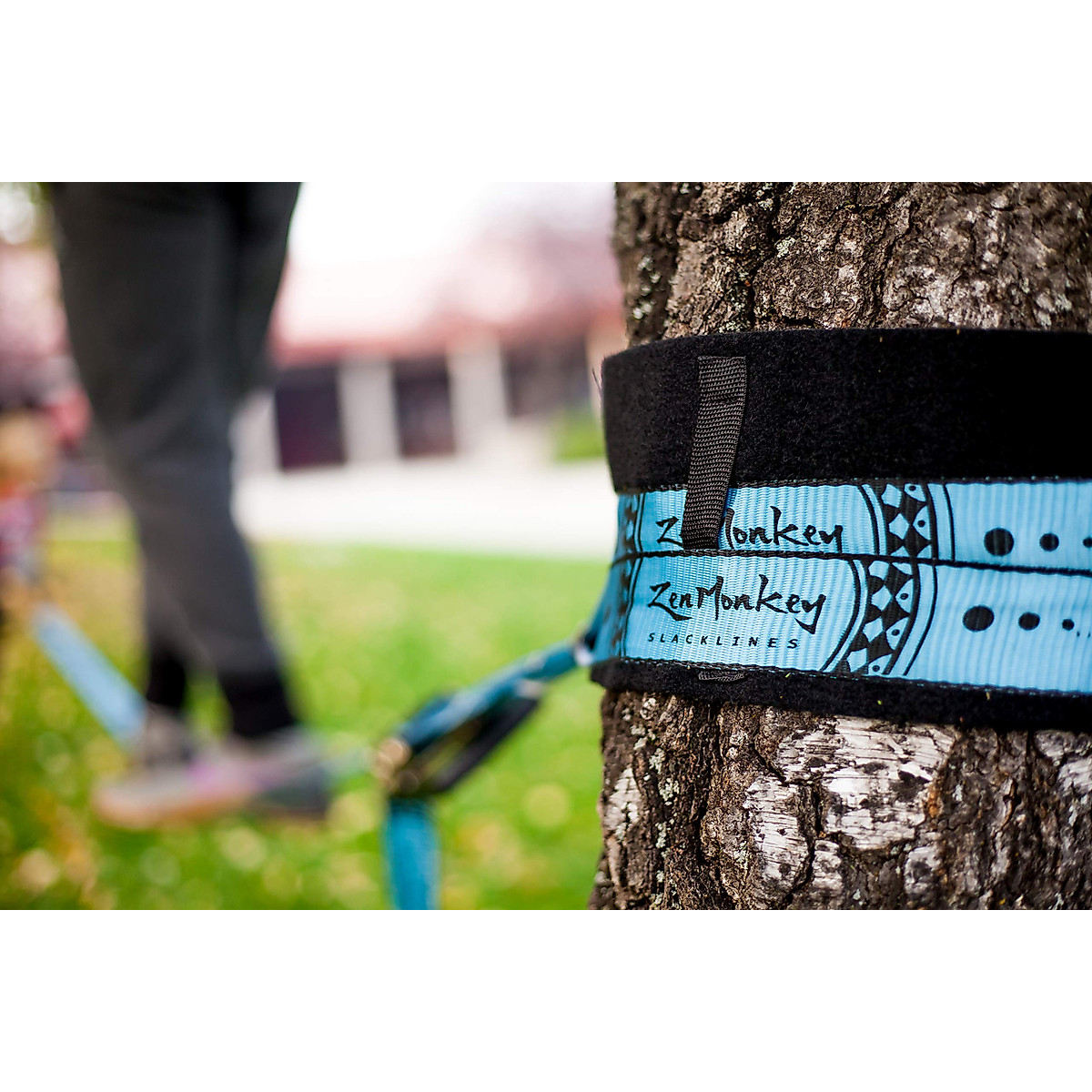 ZenMonkey Slackline Kit with Tree Protectors, Cloth Carry Bag and Instructions, 60 Foot - Easy Setup for the Family, Kids and Adults
