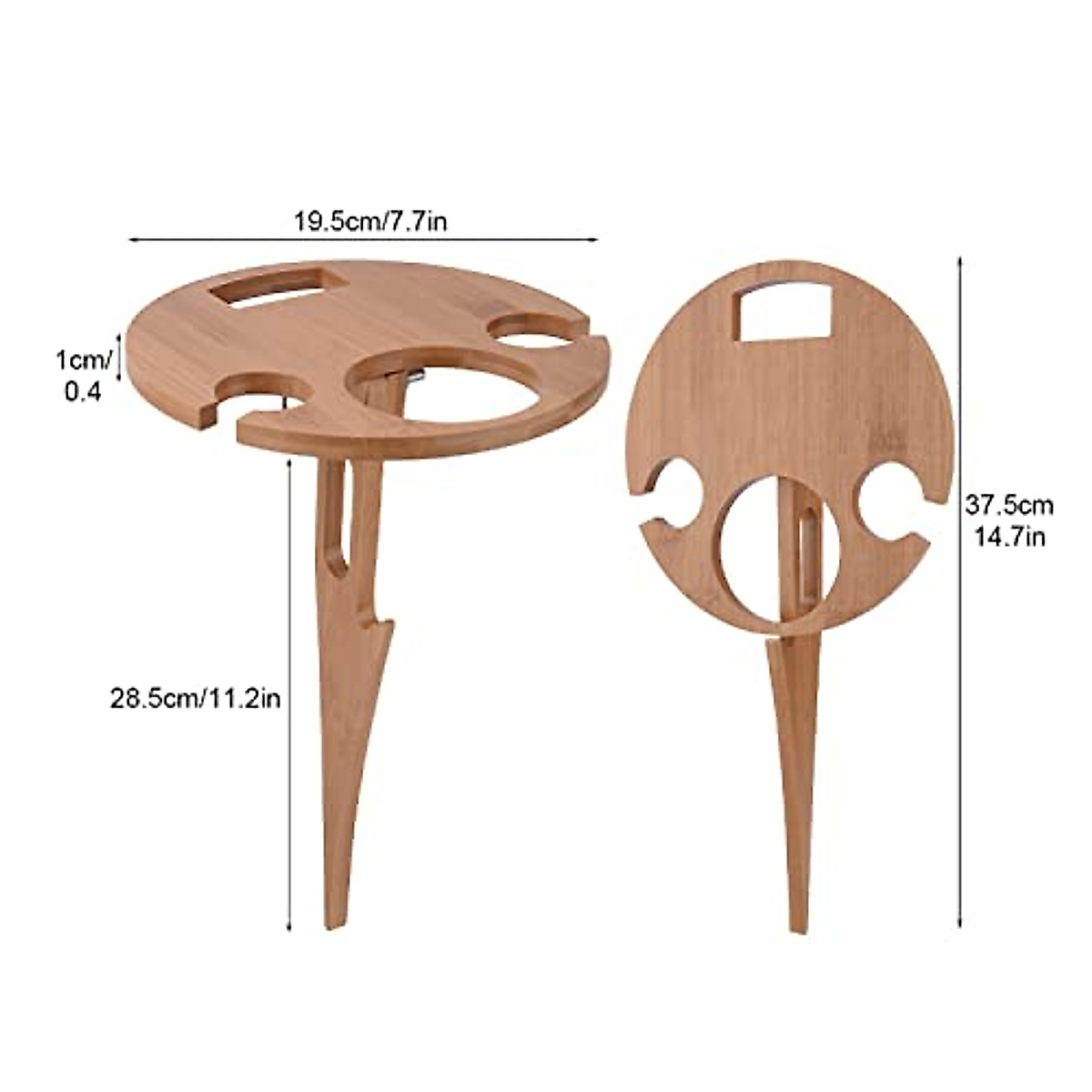 Folding Picnic Table, Camping Picnic Wine Glass Holder Outdoor Garden Round Wooden Wine Table, Small Wine Rack Portable Wine Holder Phone Stand, Wine Rack Support Beach Snack Table