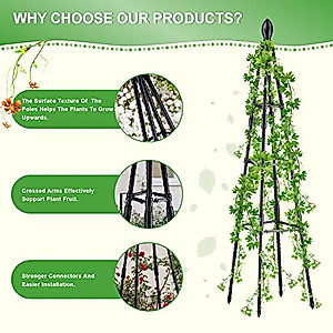 AlisisFores 4 Ft Tower Obelisk Trellis for Potted Climbing Plants, Garden Trellis Rustproof Plastic Coated Metal Plant Support for Vegetables, Vines and Rose Bushes