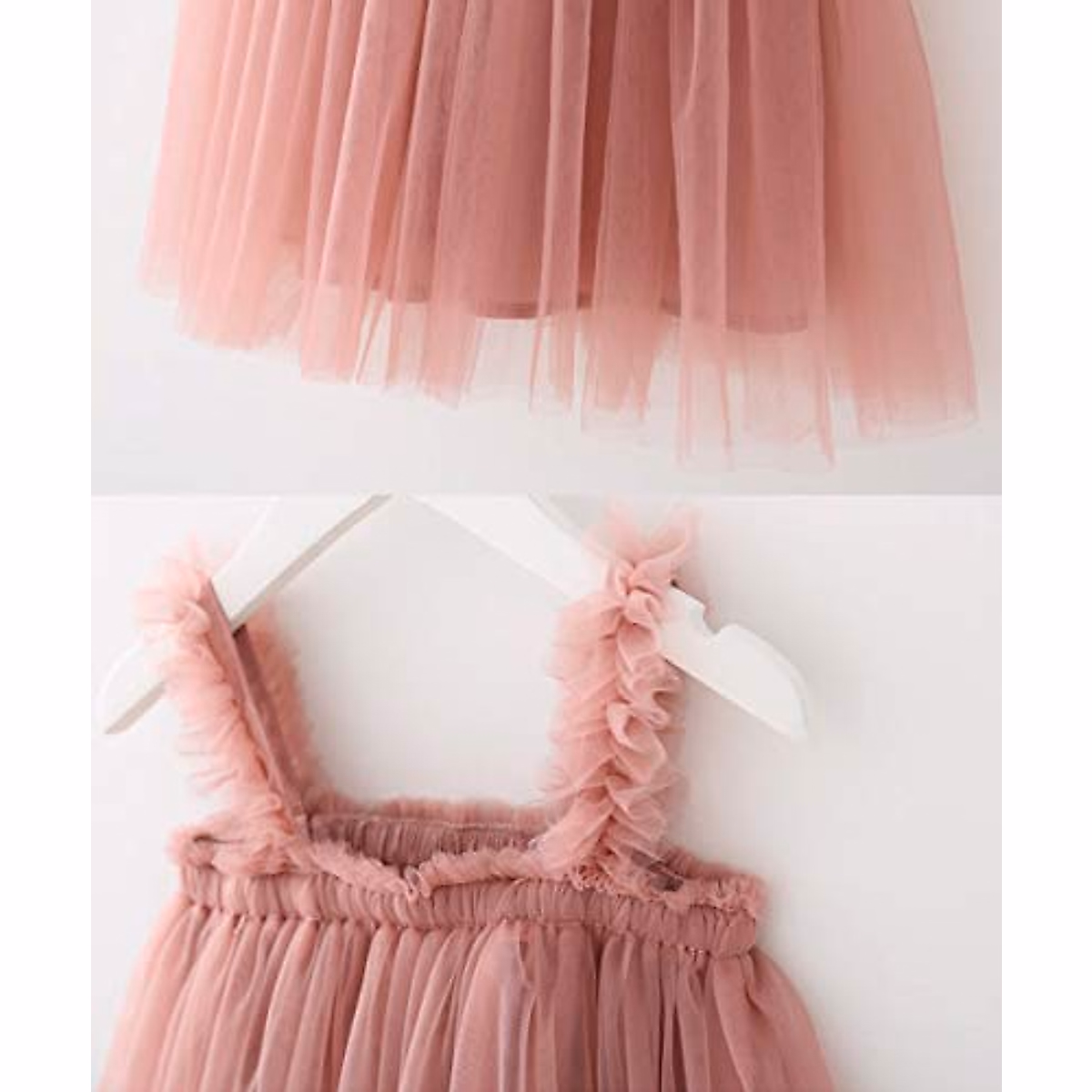 BGFKS Layered Tulle Tutu Dress for Toddler Girls,Baby Girl Rainbow Tutu Princess Skirt Set with Flower Headband.(Dusty Rose,3T)