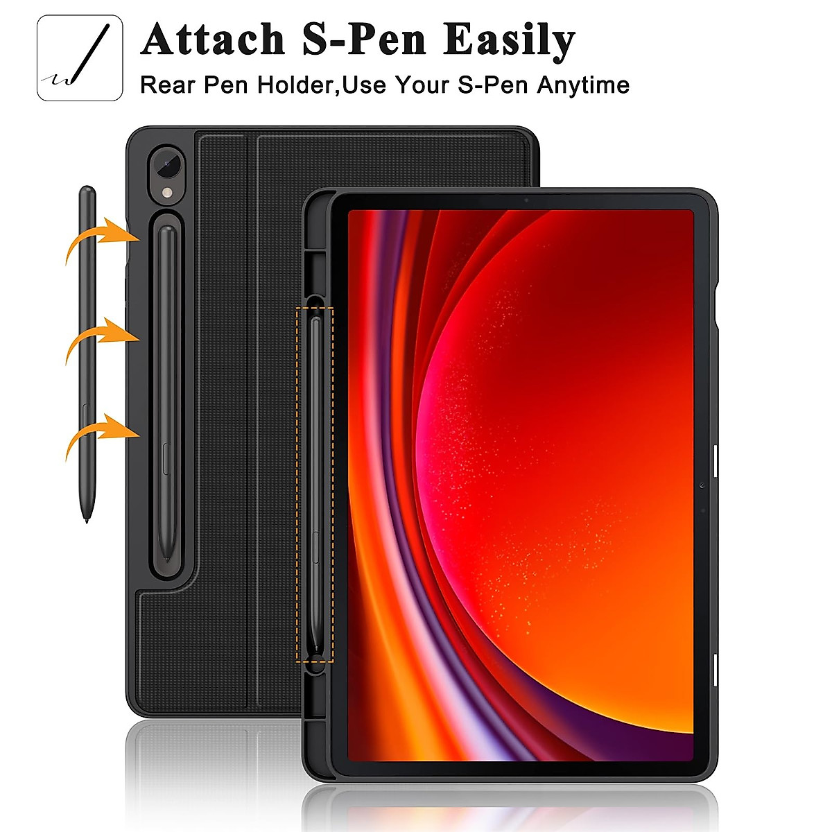 Soke Case for Samsung Galaxy Tab S9 2023 [SM-X710/X716B/X718U]-Premium Shock Proof Stand Folio Case, Multi-Viewing Angles, Soft TPU Back Cover for Galaxy Tab S9 11 inch Tablet, Black