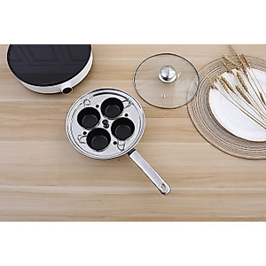 4 Cups Egg Poacher Pan - Stainless Steel Poached Egg Cooker – Induction Cooktop Egg Poachers Cookware Set with 4 Nonstick Large PFOA FREE Egg Poacher Cups and Silicone Spatula