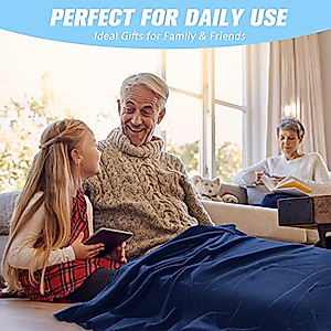 15 Pieces Fleece Blankets Bulk 50 x 60 Inch Double sided Ultra Soft Fleece Throw Blankets Bulk Lightweight Warm Cozy Airplane Blanket Pet Blankets for Home Office Wedding Gifts Outdoor Use (Navy Blue)