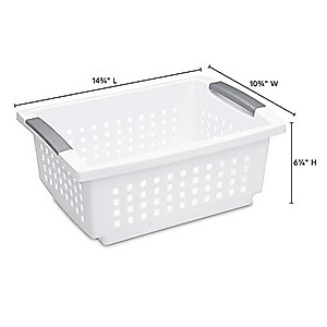 Sterilite Medium Stacking Basket Plastic, White, 10 Pack