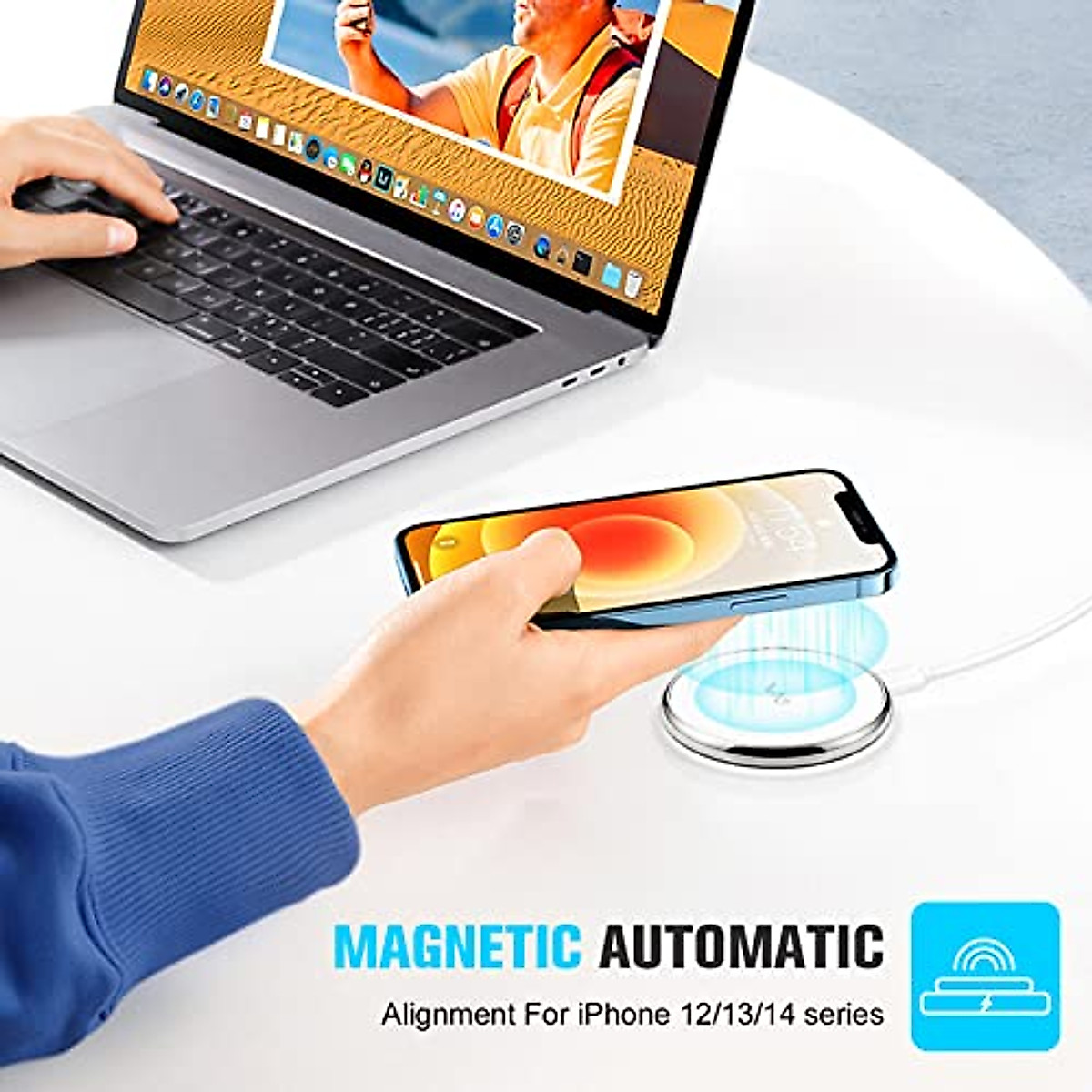 Magnetic Wireless Charger,Vebach Wireless Charging Pad Mag-Safe Charger with Detachable Cable Compatible with iPhone 14/14 Pro/14 Plus/14 Pro Max/iPhone 13/13 Pro/13 Pro Max/13 Mini/iPhone 12