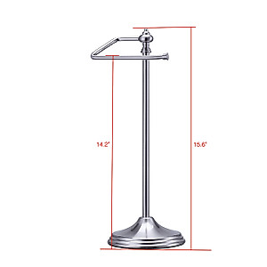 SunnyPoint Heavy Weight Classic Decorative Metal Fingertip Towel Holder Stand for Bathroom, Kitchen, Vanity and Countertops; Hanging Bar is 14.2" Height (Satin Nickel, 15.6" x 5.6" x 5.6")