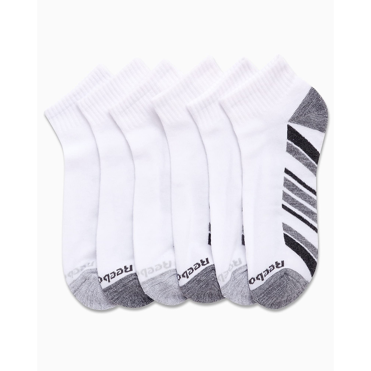 Reebok Men's Quarter Socks - 6 Pack Cushion Quarter Cut Ankle Socks for Men - Breathable Men's Athletic Socks (Size 6-12.5), Size 6-12.5, White