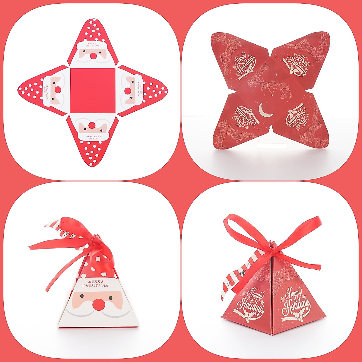 Alapaste Gift Boxes Set of 30 Decorative Candy Boxes,Cookies, Goodies Christmas Candy Bags Santa Claus Reindeer Xmas Tree Gift Box Present Packaging for Festival Holiday New Year (Santa Claus)