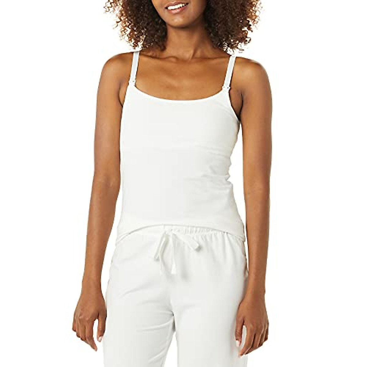 Amazon Essentials Women's Maternity Nursing Friendly Camisole, Pack of 2, Black/White, Large