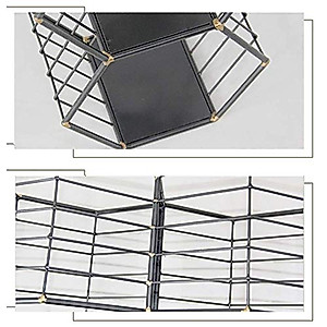PIBM Stylish Simplicity Shelf Wall Mounted Floating Rack Shelves Coffee Shop Decoration Iron Art Lattice Hexagon Living Room Photo Retro Style,5 Layers, Black , 28.5x20x121cm