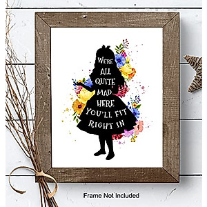 Alice Wonderland Decor - decoration Wall Art Poster - Inspirational Positive Quotes for Women, Girls Room - Walt World - Shabby Chic Gift - Bedroom, Living room, Home Office