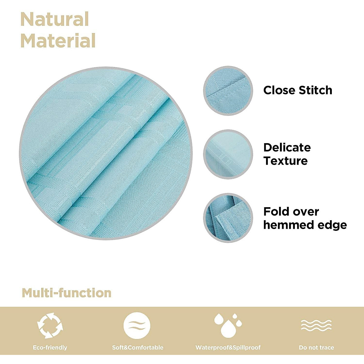 JUCFHY Square Spring Table Cloth Solid Plaid Jacquard Tablecloth Elegance Water Resistant Contemporary Woven Decorative Table Cover,Spillproof Soil Resistant Holiday Tablecloth,60 X 60 Inch,Turquoise