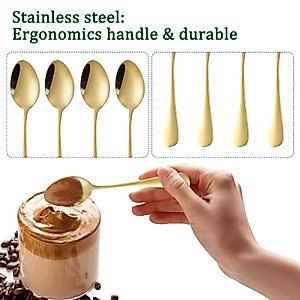 Set of 8, Gold Demitasse Espresso Spoon, SourceTon Gold Mini Coffee Spoons for Dessert, Coffee Sugar, Tea, Appetizer (4.9 Inch)