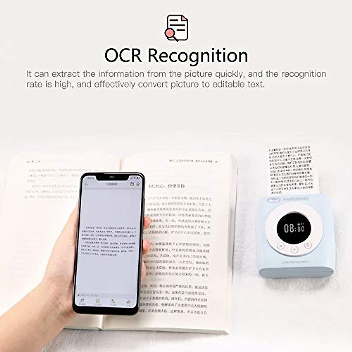 KXDFDC Pocket Printer BT Thermal Printer Portable Mobile Printer 300dpi for Photo Picture Memo Note Label with Clock Function (Color : Black-JoJo's Bizarre Adventure1)