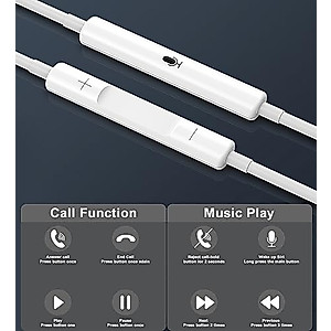 Apple Earbuds for iPhone Headphones Wired, Earphones with Lightning Connector [MFi Certified] Built-in Microphone & Volume Control, Noise Isolating Headsets for iPhone 14/13/12/11/XR/XS/X/8/7/SE-White
